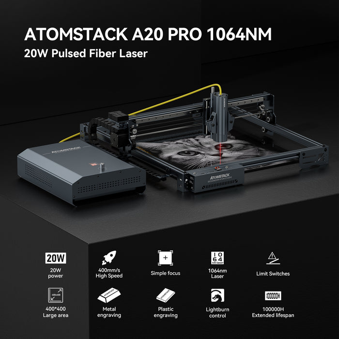 AtomStack A20/K1 Pro 1064nm 20W Fiber Laser Engraver and Cutter