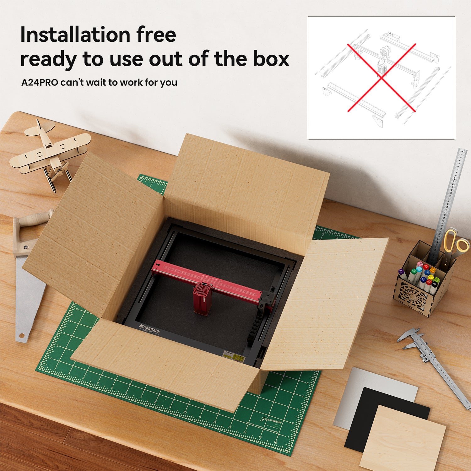 AtomStack A24 Pro Optical Power 24W Unibody Frame Laser Engraver