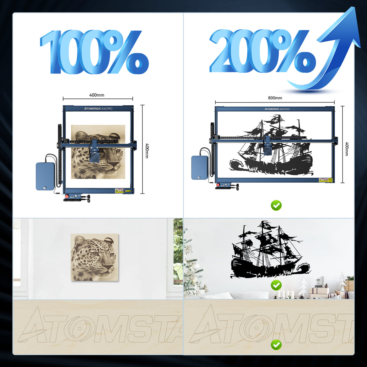 AtomStack A40 Max Large Size Laser Engraving And Cutting Machine with